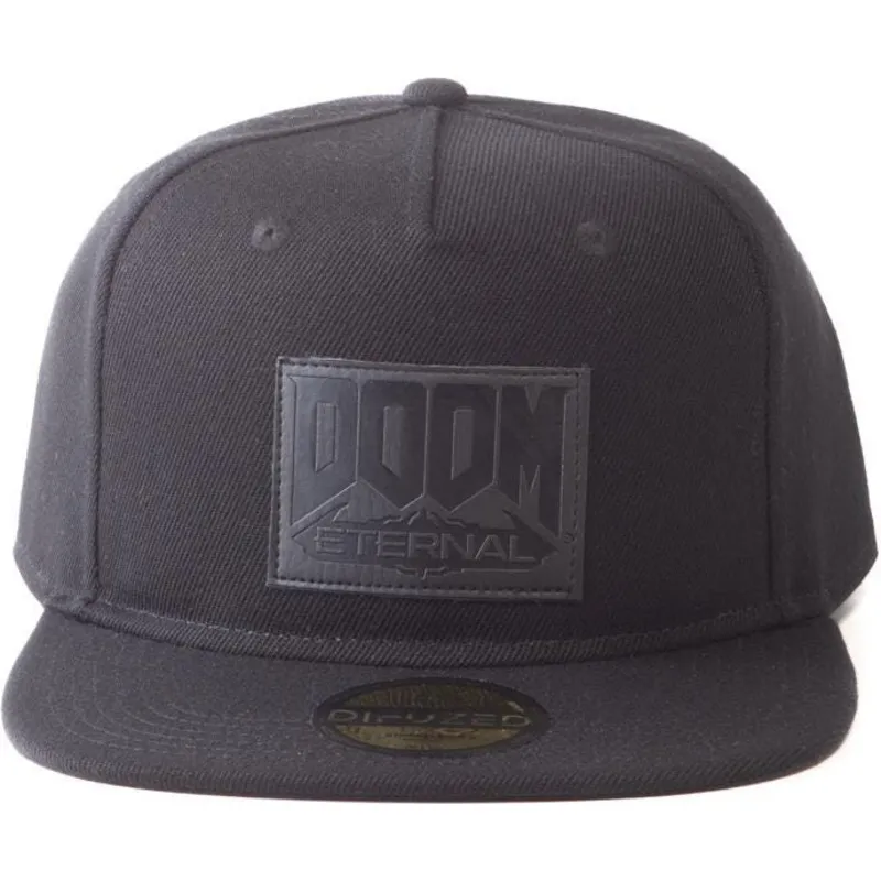 Difuzed Flat Brim Retro Eternal Doom Black Adjustable Cap: Caphunters.si