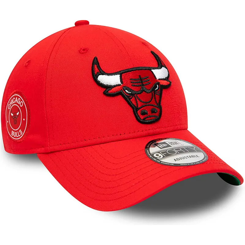 New Era Curved Brim 9FORTY Team Side Patch Chicago Bulls NBA Red ...